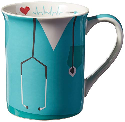Enesco Our Name is Mud “Nurse Uniform, 16 oz. Stoneware Mug, 1 Count (Pack of 1), Blue