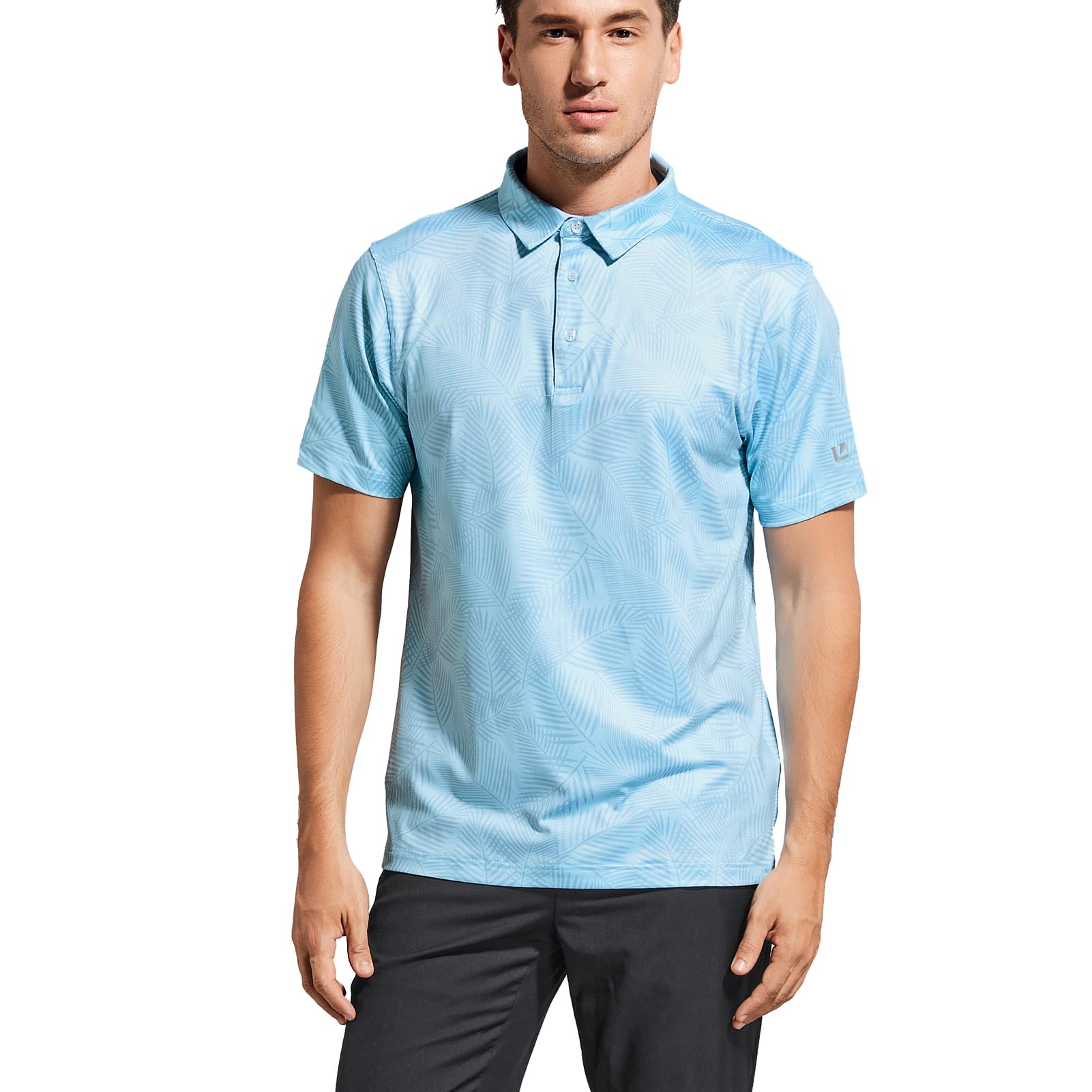 Ephemoca Men's Performance Dry Fit Golf Shirt, Quick-Dry Short Sleeve Polo, Moisture Wicking Sky Blue M