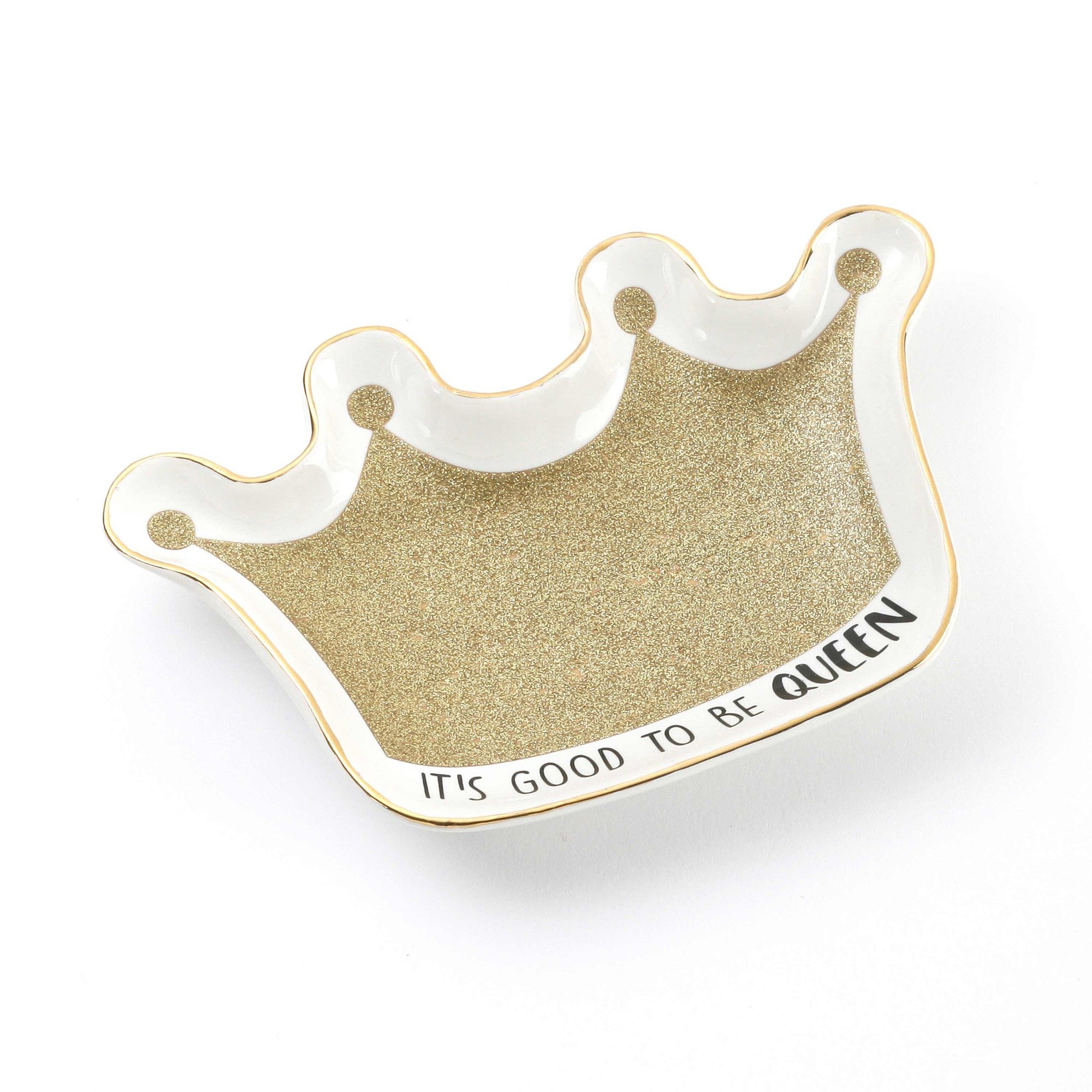 Enesco Our Name Is Mud Gold Glitter Crown Tray
