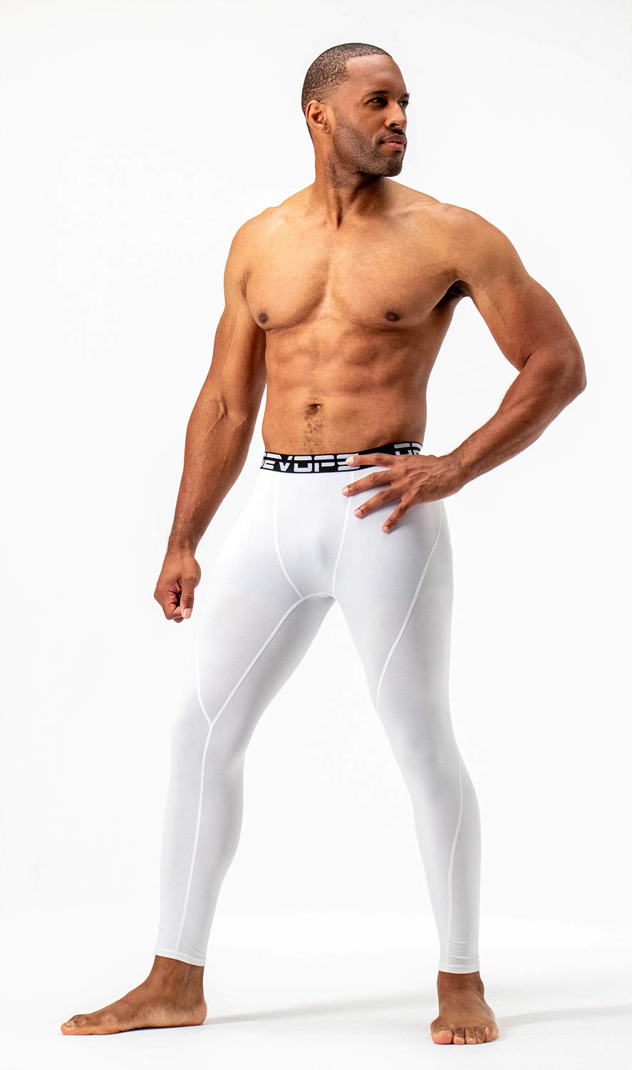 DEVOPS Men's Thermal Compression Pants, Athletic Leggings Base Layer Bottoms (2 Pack) (Medium, Black/White)