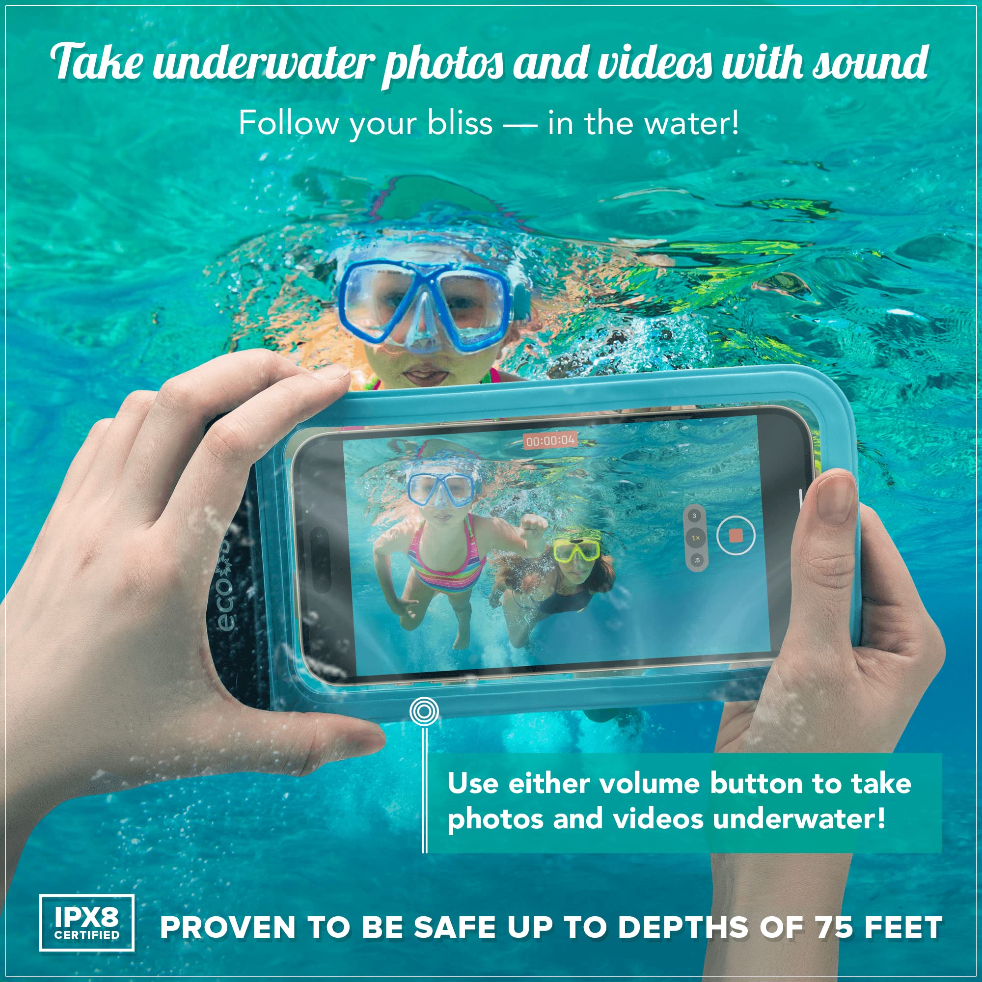 Eco Sun Waterproof Phone Pouch (2-Pack) β Designed in Hawaii β Case Fits All iPhones (incl. 15 Pro Max), Samsung Galaxy S24 & More Blue/Pink