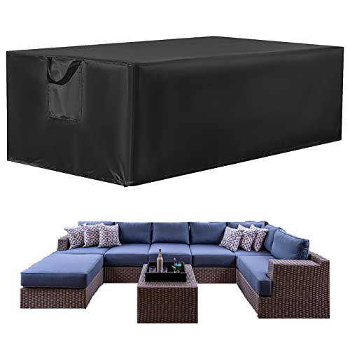 Patio Furniture Covers, Heavy Duty Outdoor Furniture Cover Waterproof, Patio Table and Chair Set Cover, UV Resistant Rain Sun Dustproof Patio Table Covers for Outdoor Furniture, 110 x 84 x 28 inches