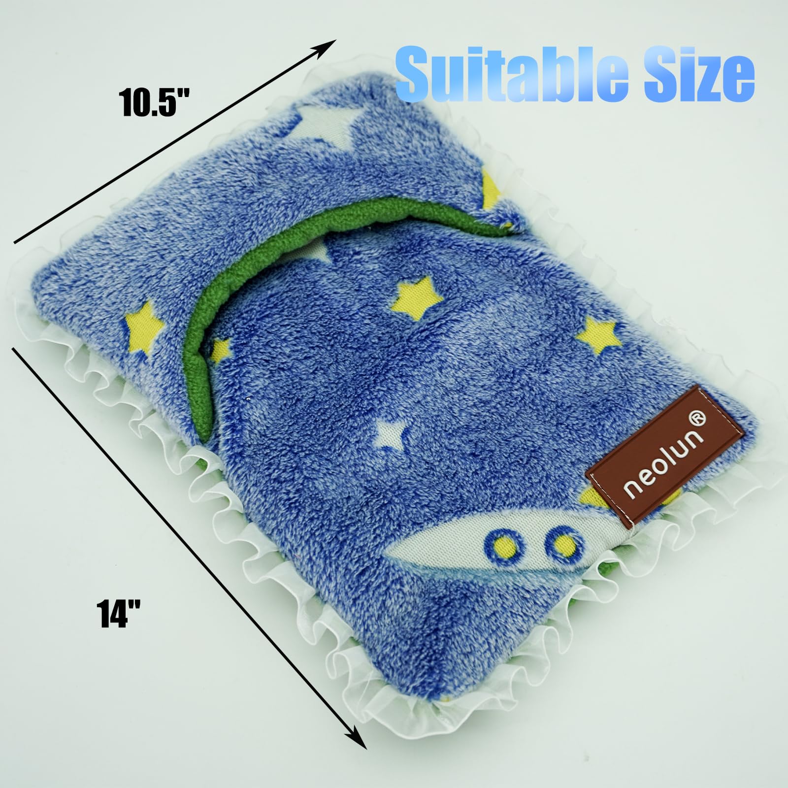 neolun Rabbit Bunny Bed Guinea Pig Bed Noctilucent Mats Plush Bunny Pad Mats Small Animal Dog Cat Bed Dog Crate Kennel Pad Mat Hamster Cozy Dog Bed Mat for Small Animal(Blue)