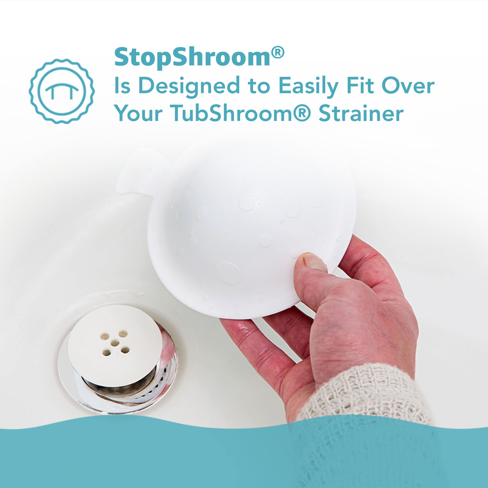 StopShroom The Ultimate Universal Drain Stopper Plug for Bathtub, Bathroom, and Kitchen Sink Drains (White)