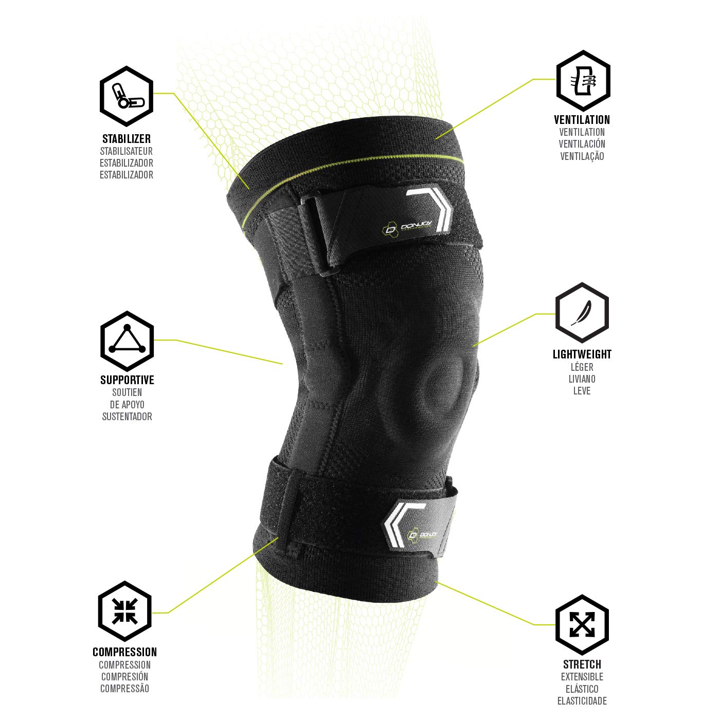 DonJoy Performance Hinged Knit Knee Compression Sleeve - Patellofemoral Syndrome - Knee Swelling/Inflammation - Knee Sprains and Strains - Sports Knee Injury (Large)