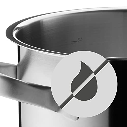 WMF Pot Set 5-Piece Gourmet Plus Inside Scale Steam Vent Made in Germany Hollow Handles Metal Lid Cromargan® Stainless Steel Suitable for Induction Hobs Dishwasher-Safe