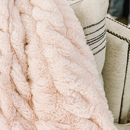 Minky Designs Luxurious Minky Blankets | Super Soft, Fuzzy, and Fluffy Faux Fur | Preppy Couch Covers & Throw Blankets | Ideal for Adults, Kids, Teens (Chic | Blossom Pink)