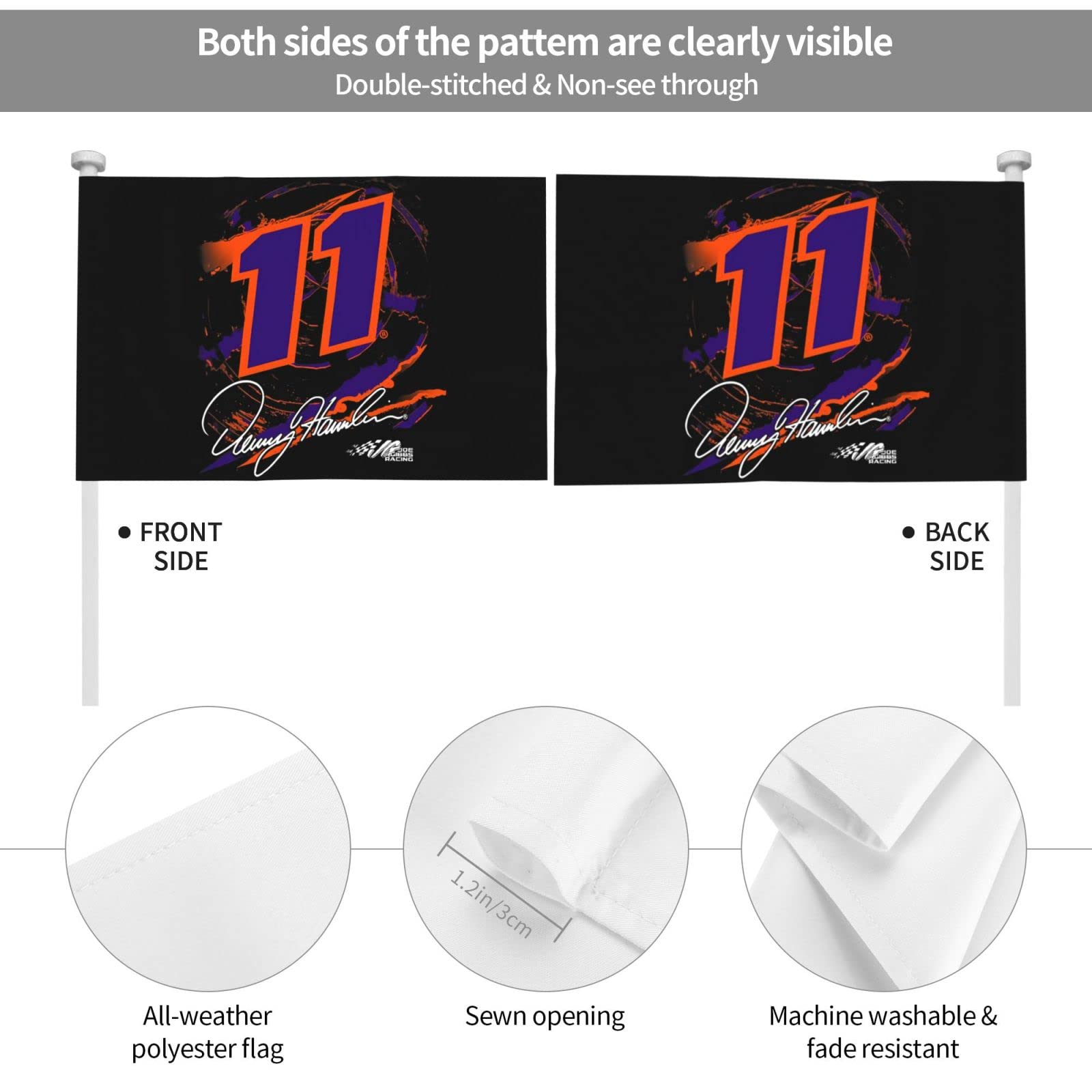 Denny Hamlin 11 Patriotic Car Flag Window Clip On Flag Model 12x18 In