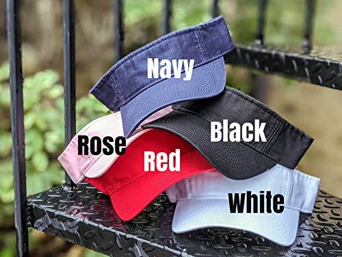 Distinct Headwear Women's Custom Color Personalized Embroidered Pickleball Visor, Embroidered Handmade Adjustable, Cute Gift Present Clothing Hat Heart, Player Wife Team Friend Sister