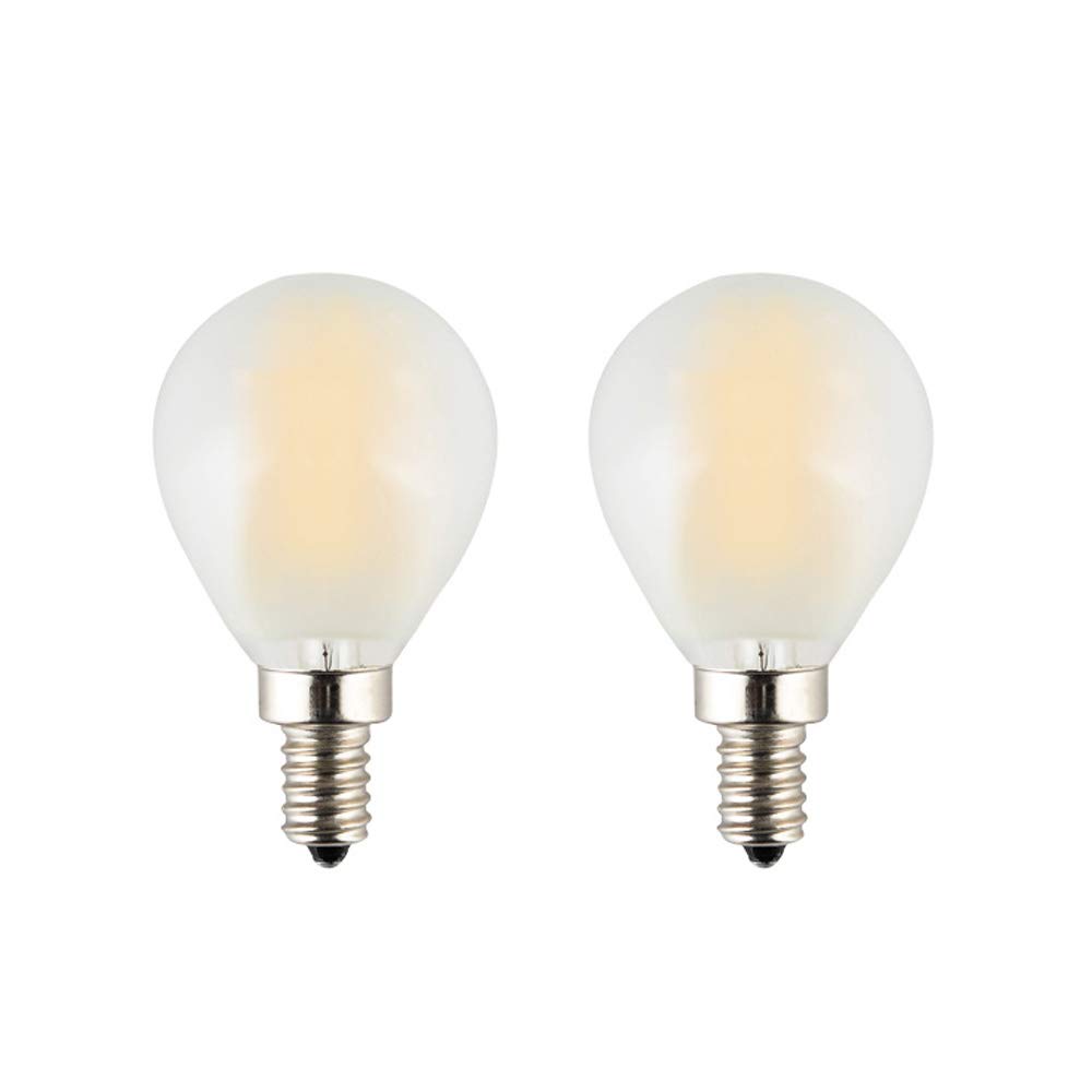 OPALRAY G45(G14) Mini Globe 4W LED Dimmable Bulb, 40W Incandescent Bulb Equivalent, 2700K Warm White Light Color, E12 Small Base Candelabra Light, Frosted Glass Cover, 2 Pack