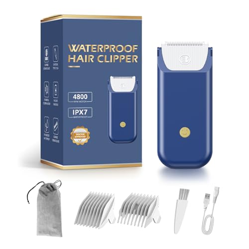 Founouly Bikini Trimmer for Women - Pocket Blue Electric Razors Ladies Shaver Legs Pubic Hair with Ceramic Blade Rechargeable Body Clipper, Wet/Dry Use Male Hygiene Razor, TS100