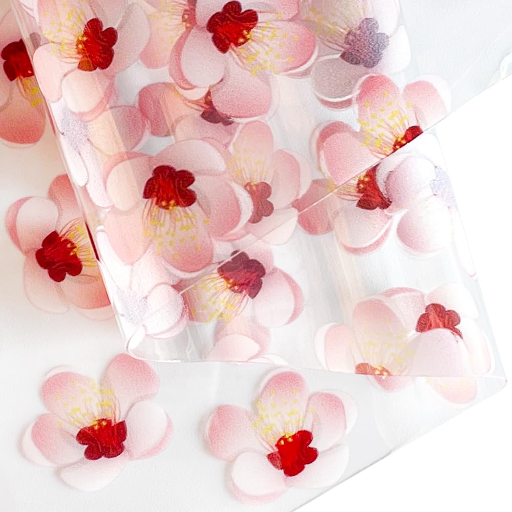 ONEART | Watercolor Floral Clear TPU Vinyl, 12" x 54" Transparent Waterproof Crystal Transparent Plastic Fabric for Bows Earrings Bags-Pink