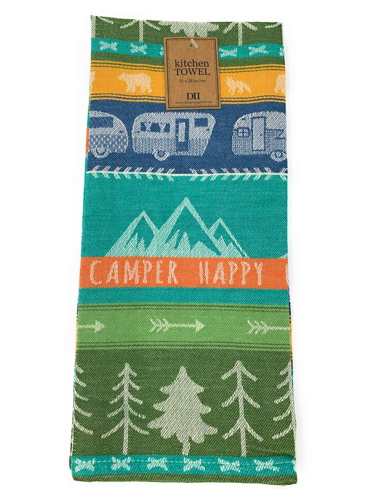 DII Design Imports Happy Camper RV Park Jacquard Dishtowel 2 pk Set
