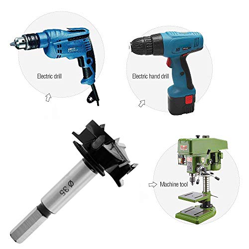 Hinge Jig Drill Kitchen Cupboard/Hinge Cup Drilling Hole Saw Cutter - Hinge Boring Forstner Drill Bit 35mm Diameter, 10mm Shank (Three feet 35MM)