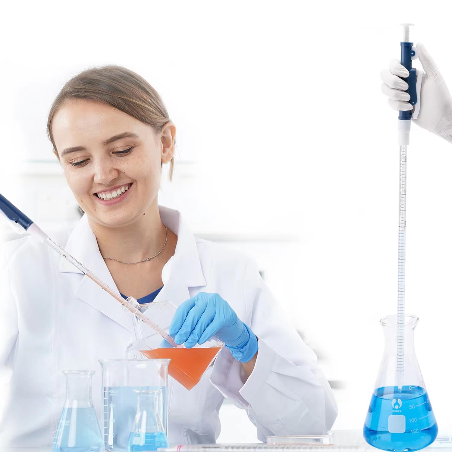 ONiLAB Glass Graduated Pipette, 10ml,Tolerance ±0.1ml, Standard Sodium Calcium Glass Pipettes for Transfer Liquid or Essentail Oil for Lab, Chemistry(10 pcs) 17900304