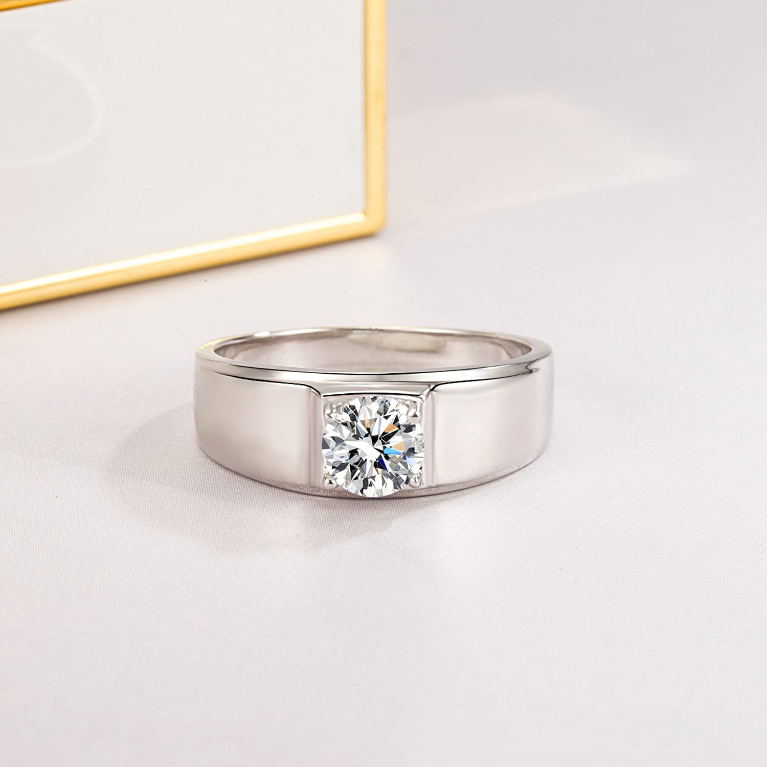 Dankadi Noble Men & Women Solid 925 Sterling Silver Ring Glittering 5A Cubic Zircon Inlaid Wedding Ring - index finger or Ring Finger Sizes 7-13# Fashion Jewelry Gift Party Accessories (13)