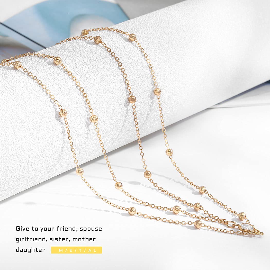 Edary Boho Belly Chain Gold Layered Waist Chain Beaded Body Chains Bikini Body Chain Jewelry for Women Sexy