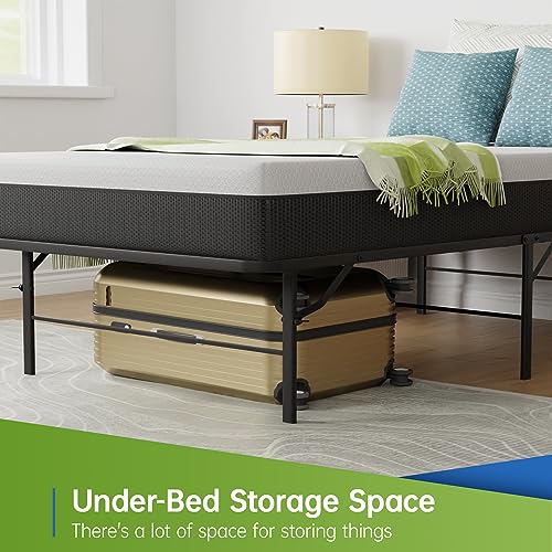 PayLessHere Metal Bed Frame Foldable Metal Platform Mattress Foundation with Support Up to 1000lbs Steel Slats Support Noise Free Heavy Duty Bed Frame Easy Assembly,Twin