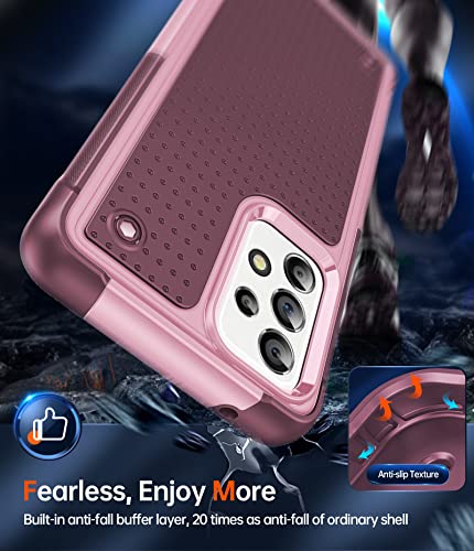 LeYi for Samsung A52 Case, A52 Samsung Phone Case with 2 Pack Screen Protectors, Dual Layer Protective Hard PC Back & Soft Bumper Resilient Shock Absorb Phone Case for Galaxy A52 5G, Red Pink