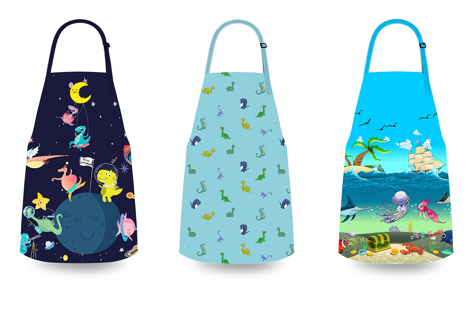 DEABOLAR Kids Apron for Boys, Unisex Apron With Adjustable Neck strap, Kitchen Bib Apron for Cooking Painting Baking