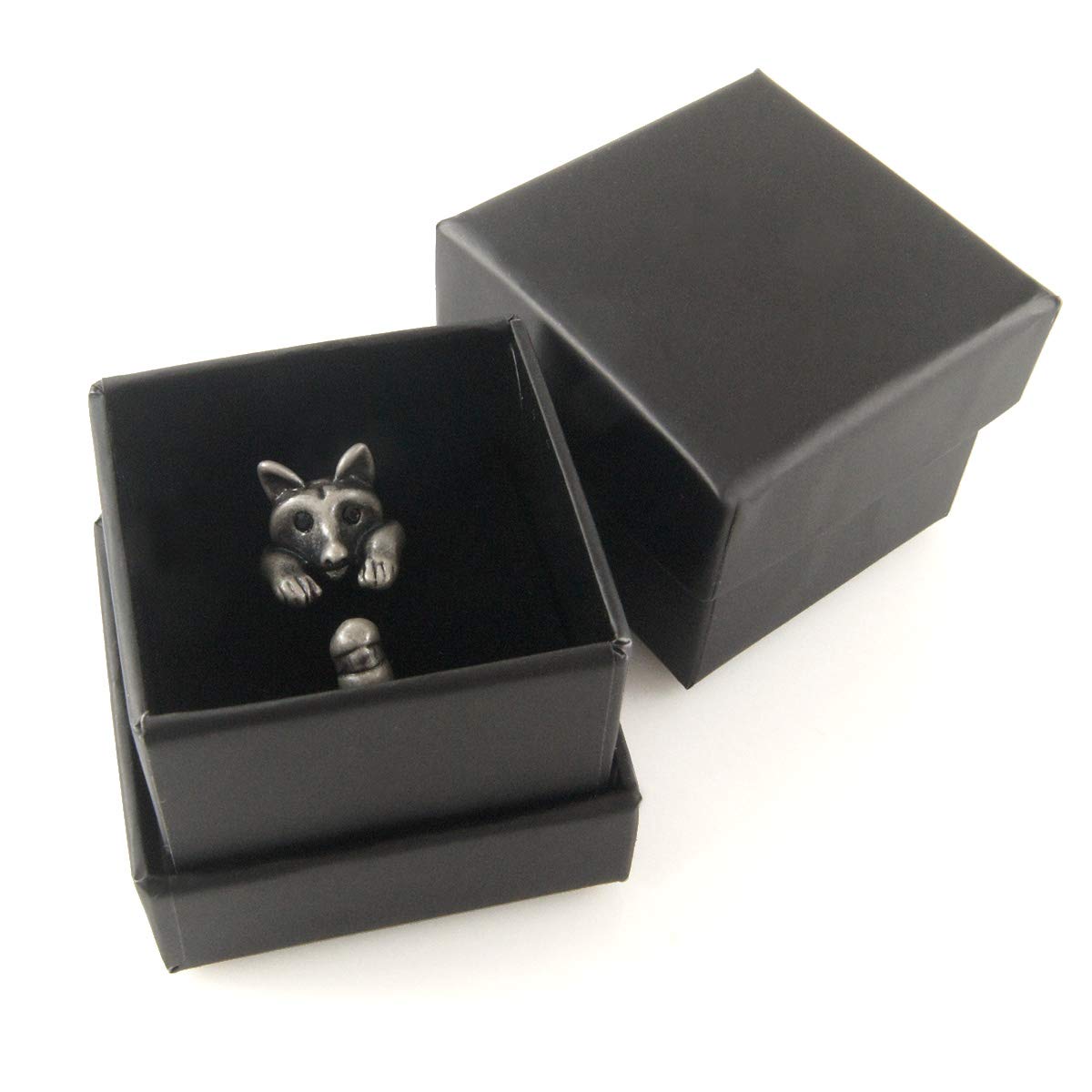 Ellenviva Raccoon Adjustable Animal Wrap Ring Vintage Silver Tone