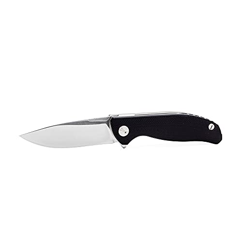 IVTT Survival Outdoor Folding Knife, EDC Multi Tool, Stainless Steel Blade with Satin Polished, G10 Handle, Bearing System, Good for Paring, Camping, Hiking, Cycling(Black)