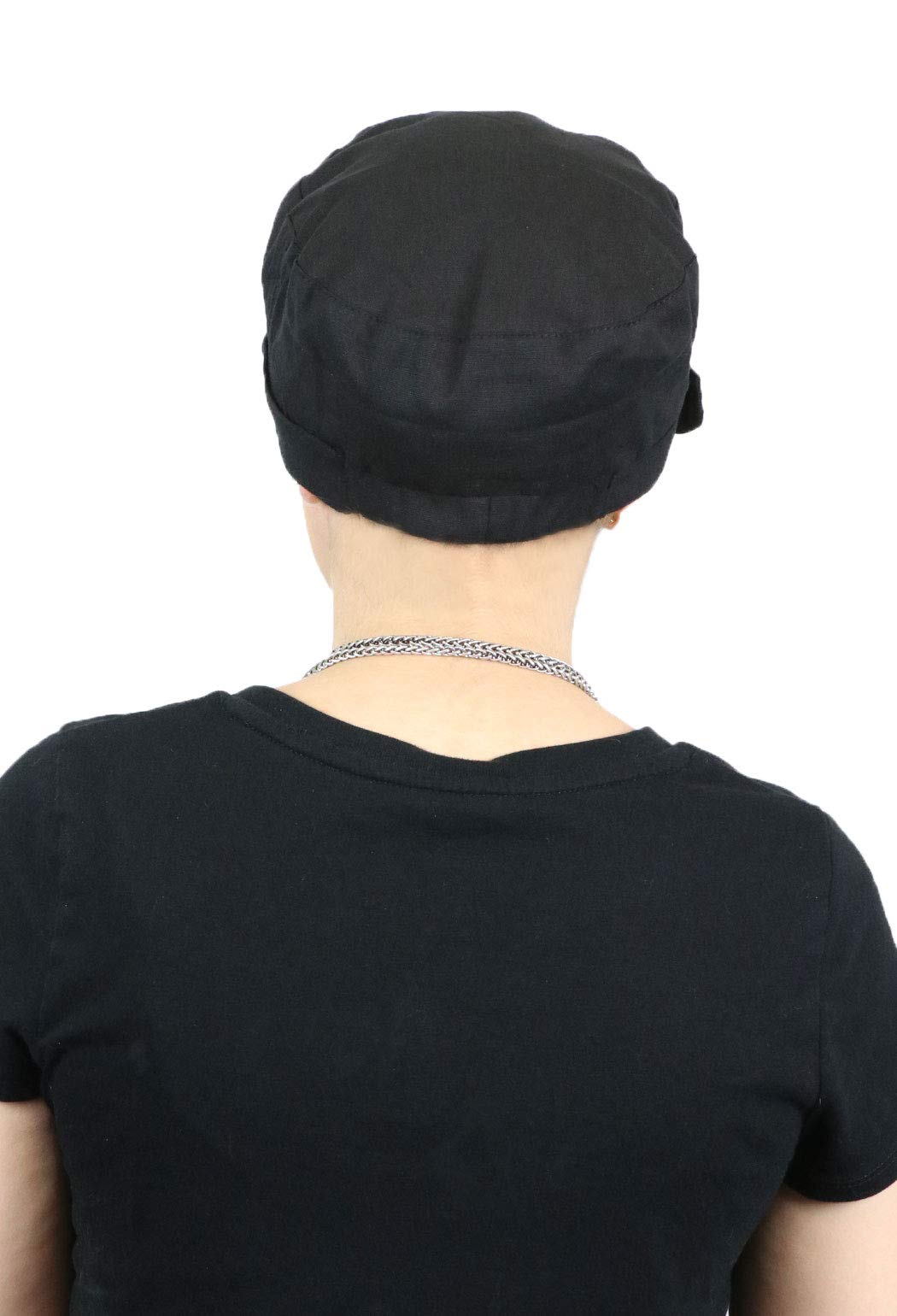 Hats Scarves & More Womens Chemo Cadet Cap Short Billed Newsboy Hat Soft Cap for Bald Women Black