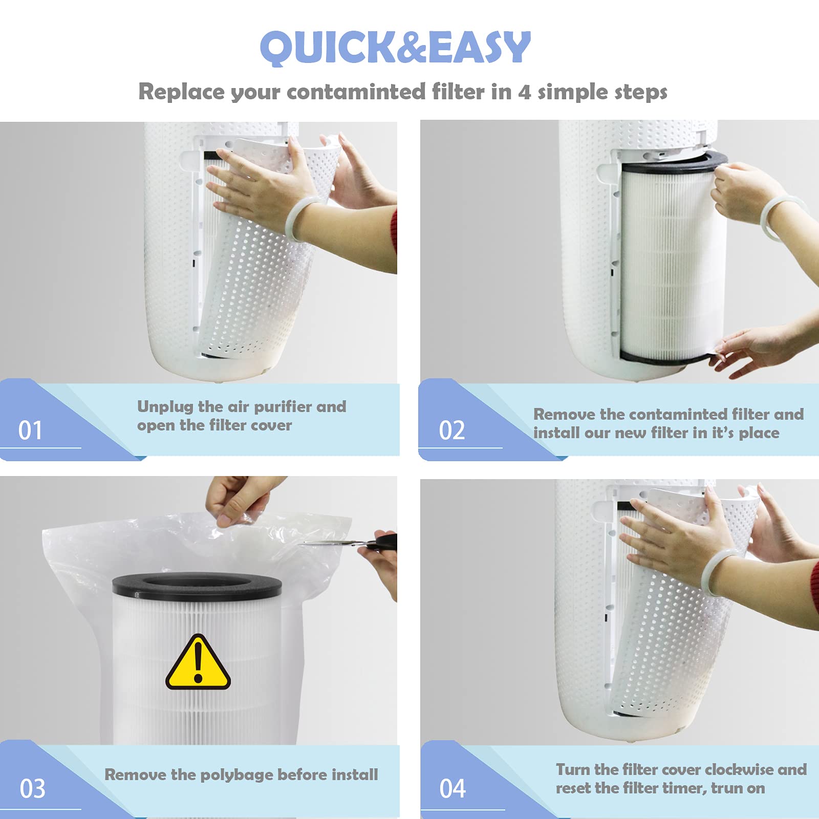 Ulrempart Replacement HEPA Filter Compatible with Homedics Air Purifier Models# AP-T40FL, AP-T45, AP-T45WT, AP-T40, AP-T40WT, AP-T40WTAR, 1461901 (Costco Model), 2-Pack