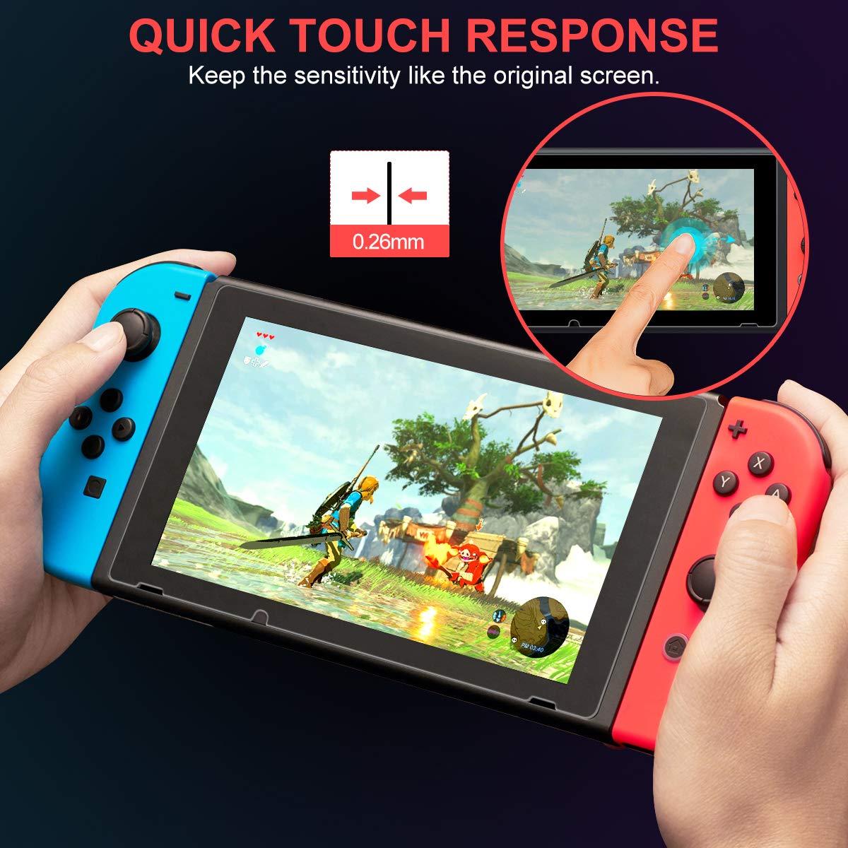 Elokipoe Screen Protector for Nintendo Switch 3 Pack, Durable 9H Tempered Glass Screen Protector Film, Easy to Install, Crystal Clear, No Bubbles Design, Smooth HD Screen Protector for Switch