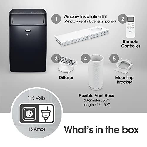 LG 10000 BTU Portable Air Conditioners [2023 New] Wheels for Easy Install LCD Display Remote Control Wifi AppCools 450 Sq.Ft 3-in-1 function Timer air conditioner AC Unit Home Room Black LP1023BSSM