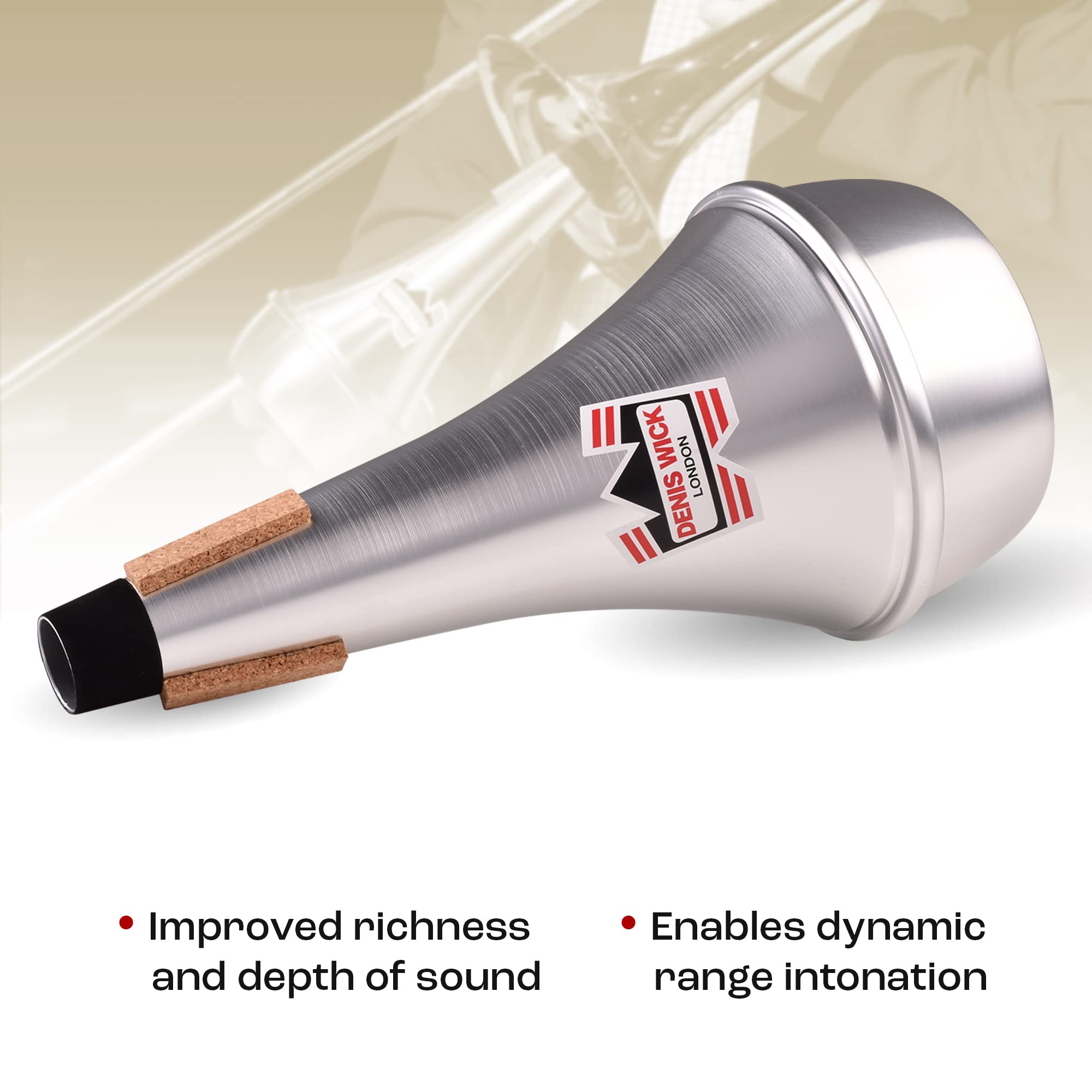 Denis Wick Trombone Straight Mute DW5505 | Metal Mute For Trombone | Mute For Low Tone Register | Straight Mute For Performance | 3.9β x 11.42β x 1.6β
