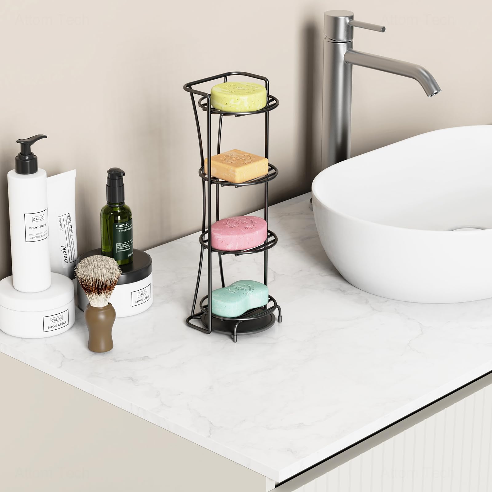 NiHome 2-Tier Soap Holder with Efficient Drainage, Shampoo Bar Holder, Bar Soap Holder for Shower, Shower Soap Holder with Durable Rust-Free Finish (Black)