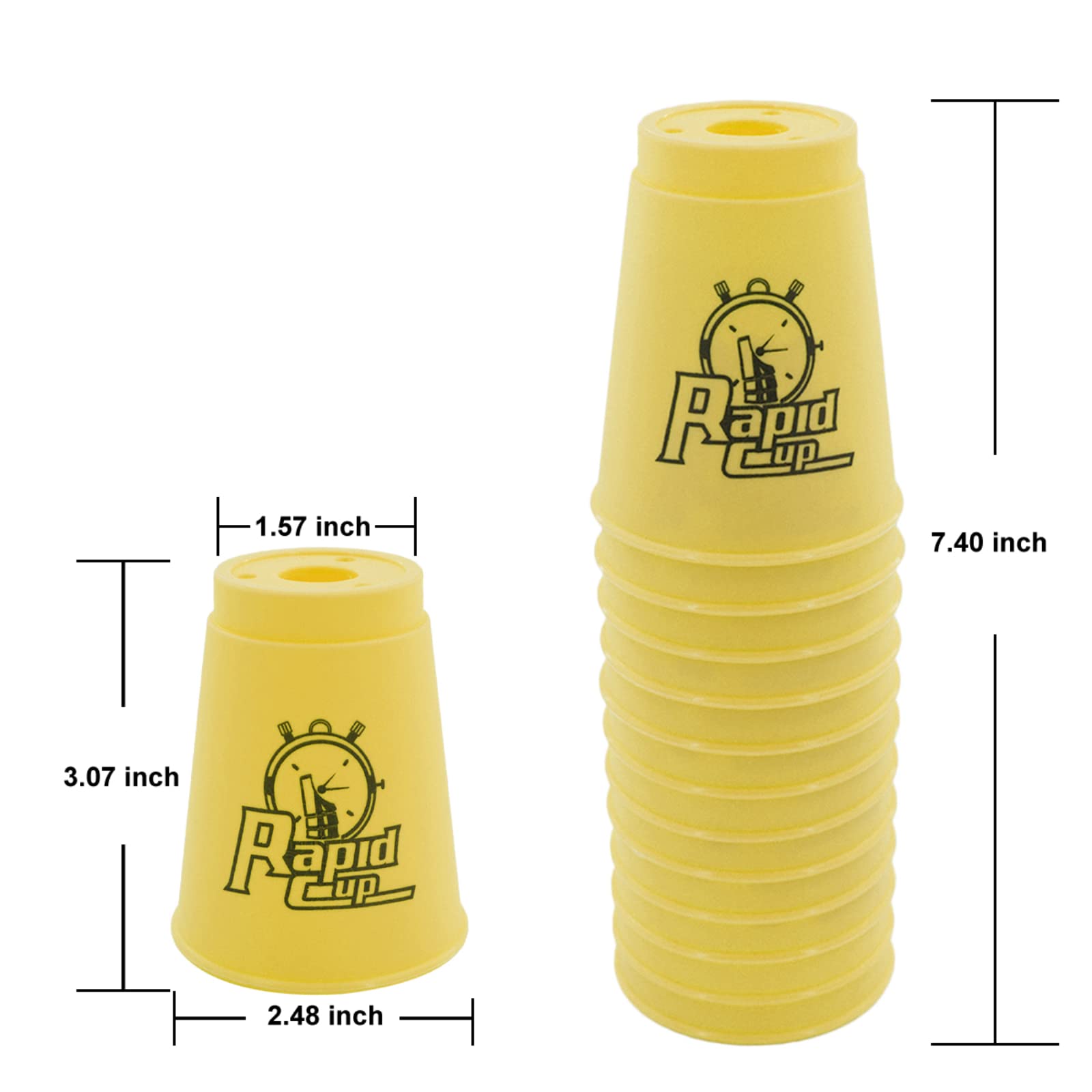 Erlsig 12 Pack Stacking Cups, M Size Quick Stack Cups Set Speed Training Game for Travel Party Challenge Competition, Yellow
