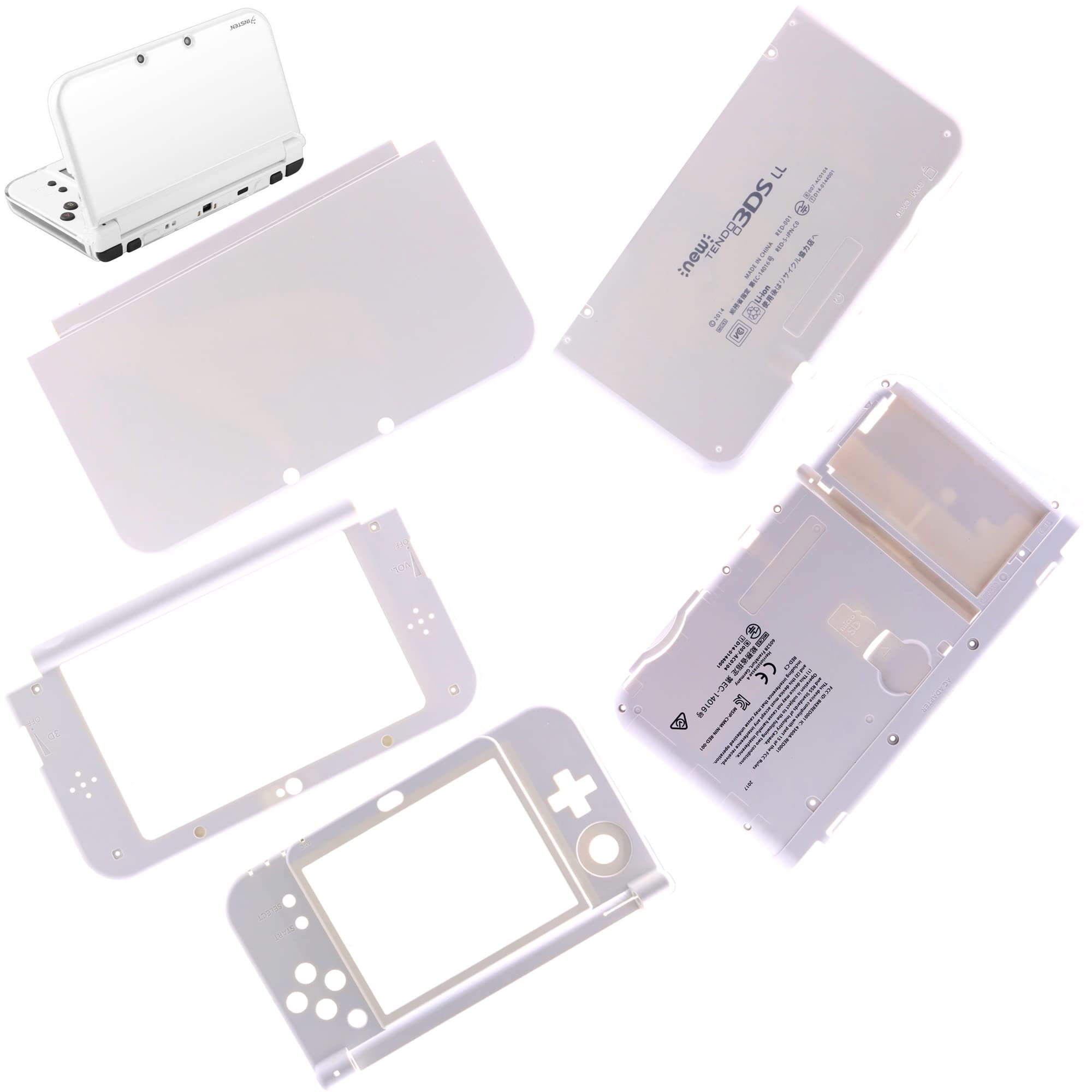 Deal4GO Full Housing Shell Case kit Top & Bottom Faceplate Cover Middle LCD Frame Replacement for Nintendo New 3DS XL / 3DS LL 2015 (White)