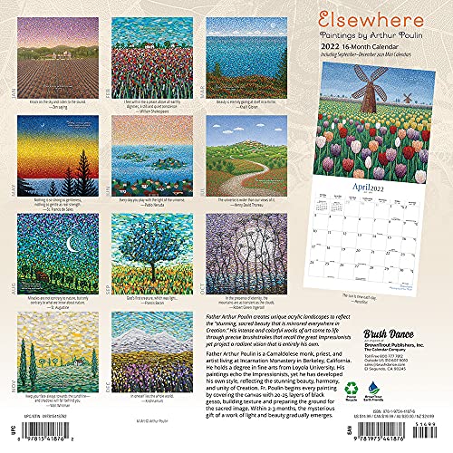 Elsewhere 2022 12 x 12 Inch Monthly Square Wall Calendar by Brush Dance, Paintings Impressionism Arthur Poulin