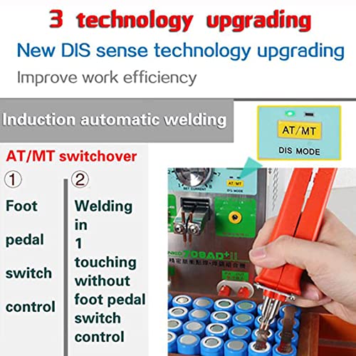 GAOMIN 709AD+ Battery Spot Welder,3.2kw Pulse Welding Machine for 18650 14500 Lithium Batteries Battery Pack,Wire-Controlled Foot Switch,for Battery Packs,Button Cells,Battery Repair