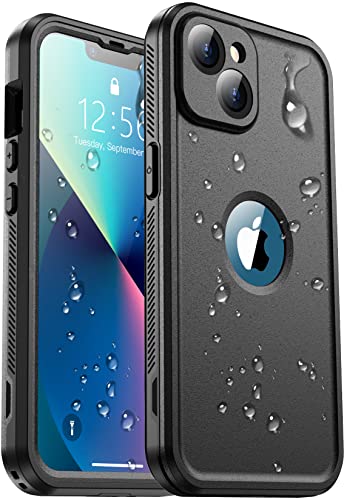 SPIDERCASE [Real 360 Designed for iPhone 13 Case Waterproof, Built-in 9H Tempered Glass Screen Protector [Dustproof] [12FT Military Dropproof][Full-Body Shockproof][IP68 Underwater] Case-Black