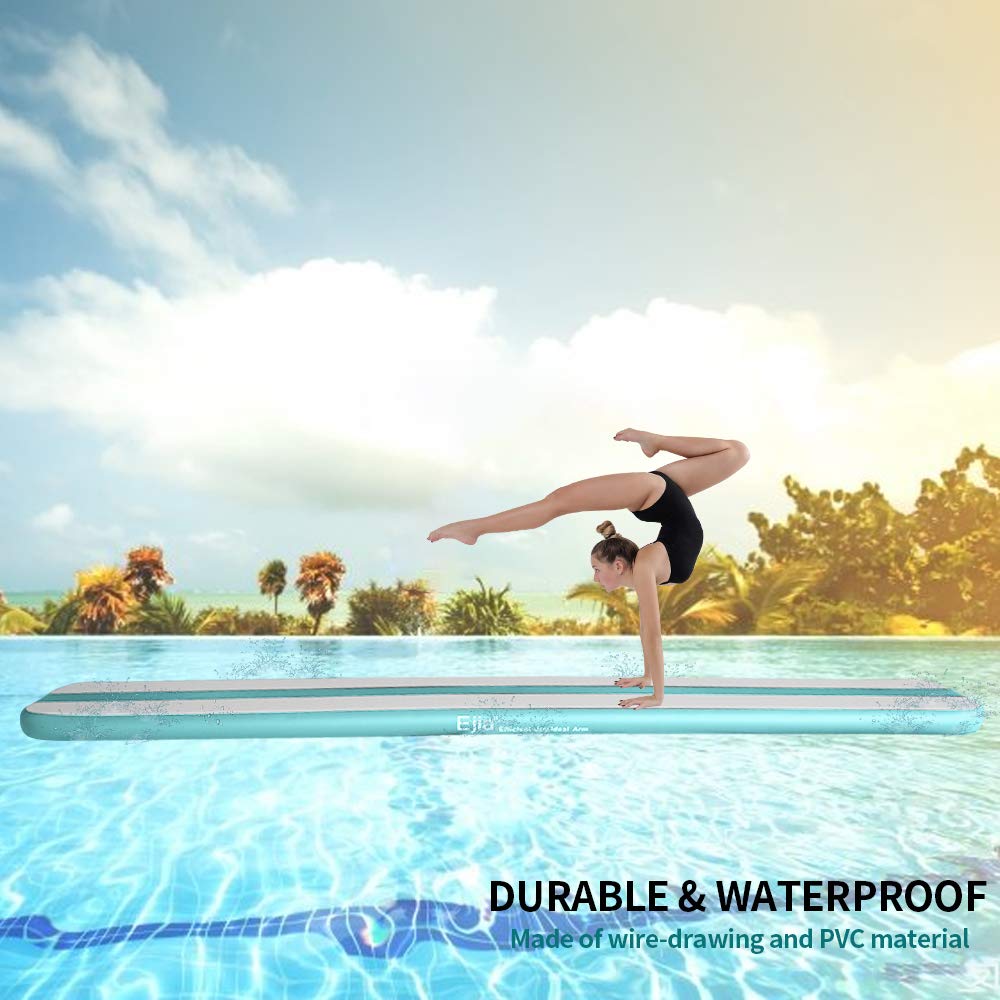 Ejia Inflatable Air Balance Beam Mat 10ft Gymnastics Air Tumbling Mat 4 inches Thickness Track Mat with Hand Pump for Home Gym Training/Dance/Kickboxing/Park/Beach