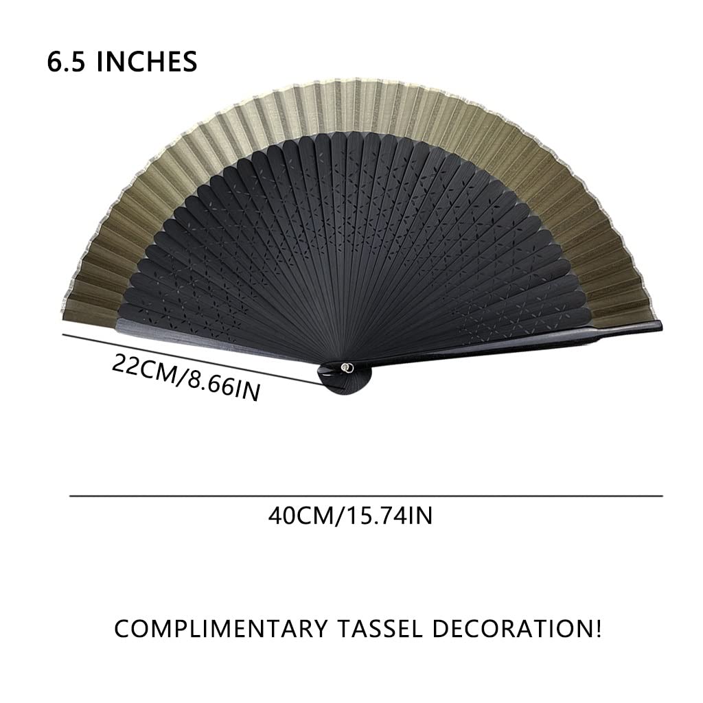 Fan Folding Fan Ancient Style Hanfu Cheongsam Easy to Open and Close Dance Fan Solid Color Summer Folding Female Fan (Color : Brown)