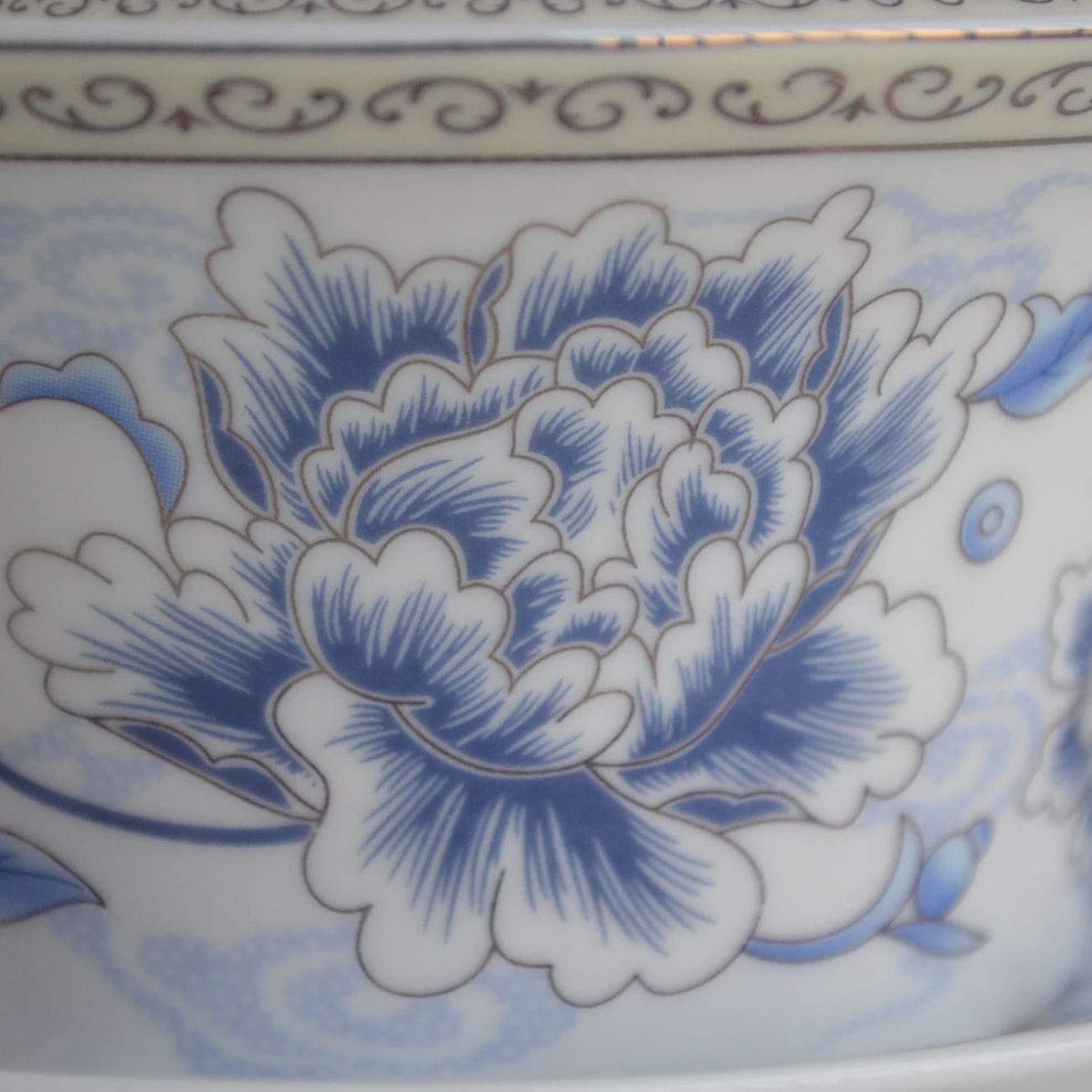 Eplze YBK Tech 10oz Large Gaiwan, Porcelain Kung Fu Tea Cup with Saucer and Lid, Chinese Traditional Gaiwan, Sancai Tea Bowl (4#)