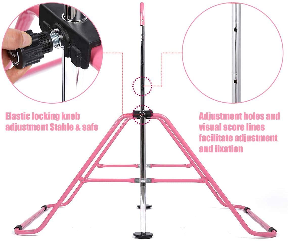 DOBESTS Gymnastics Bars for Home Gymnastic Equipment for Kids Adjustable Junior Training Uneven Bar for 3-7 Years Old Pink