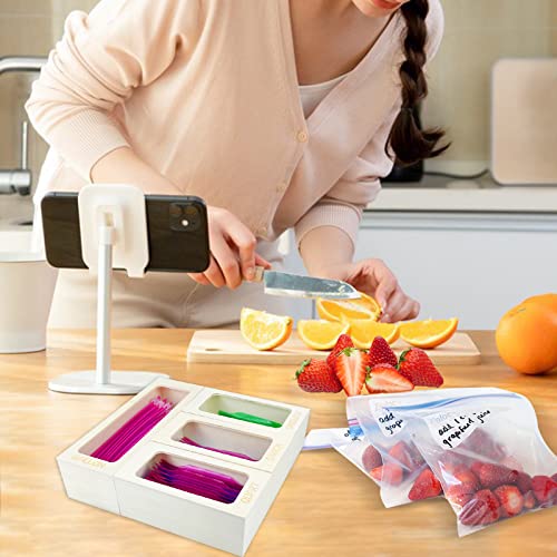 Ziplock Bag Storage Organizer for Drawer-Wood Ziplock Bag Storage Holds Kitchen Drawer or Wall Hanging, Holds Gallon, Quart, Snack Sizes, Sandwich Compatible with Hefty, Glad (Nature)