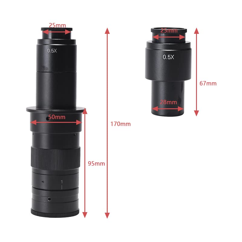 HAYEAR Industry Microscope Lens C Mount Eyepiece Lens Tube 0.35X 0.5X 1X 2X for Optical Zoom 0.7X - 4.5X Monocular Lens (0.5X)