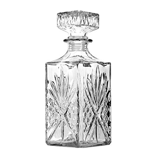 Hopourney Glass Whiskey Decanter & Liquor Decanter 750ML- Glass Decanter for Alcohol Bourbon Scotch.