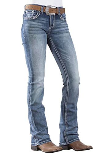 PEIHOT Women's Jeans 90s Mid Rise Bootcut Jeans High Stretch Light Blue Jeans Size 18 Pantalones De Mujer Boot Cut Denim Pants
