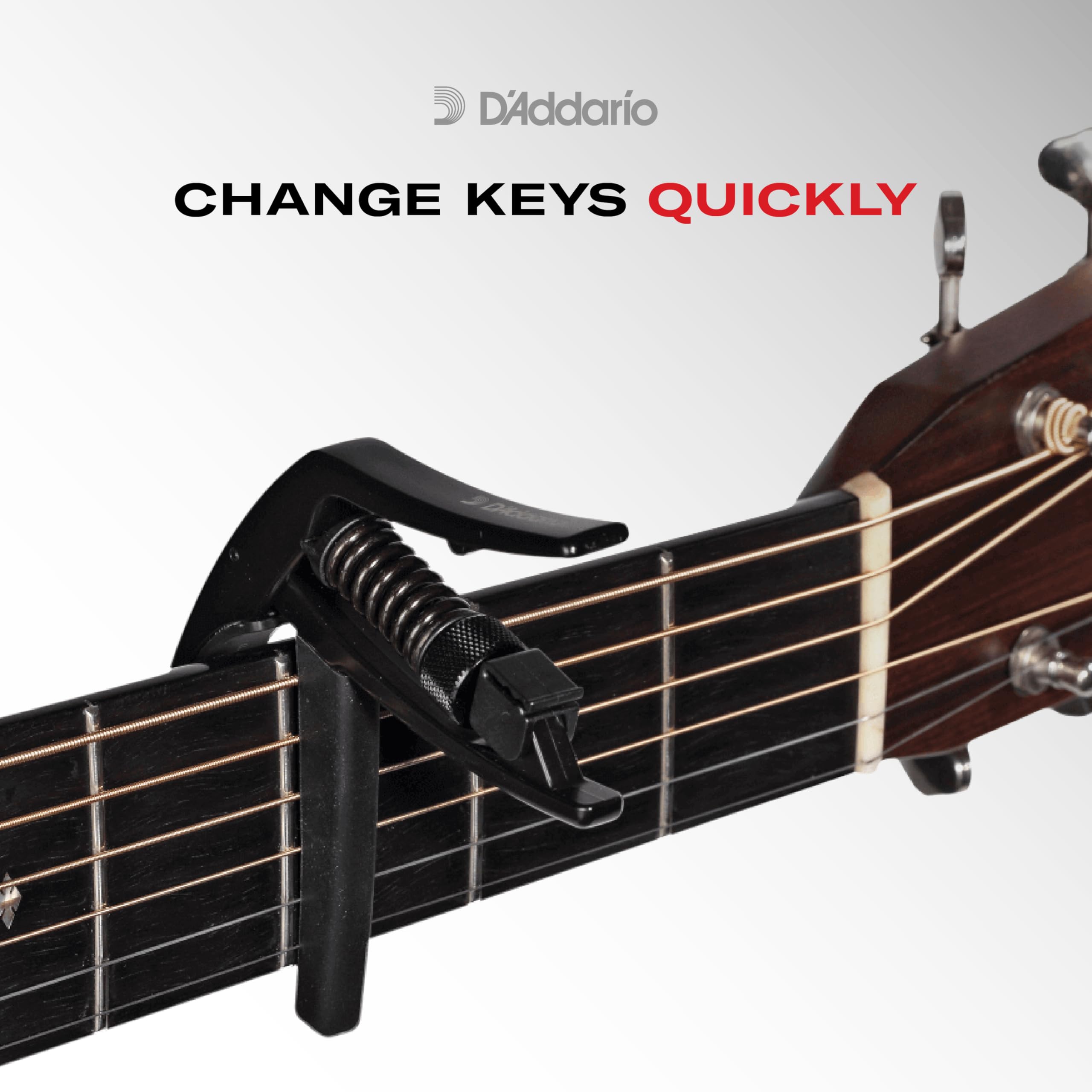D'Addario Accessories Guitar Capo โ NS Tri Action - For 6-String Electric and Acoustic Guitars โ Micrometer Tension Adjustment for Buzz-Free, In-Tune Performance โ Integrated Pick Holder, Black (PW-CP-09)
