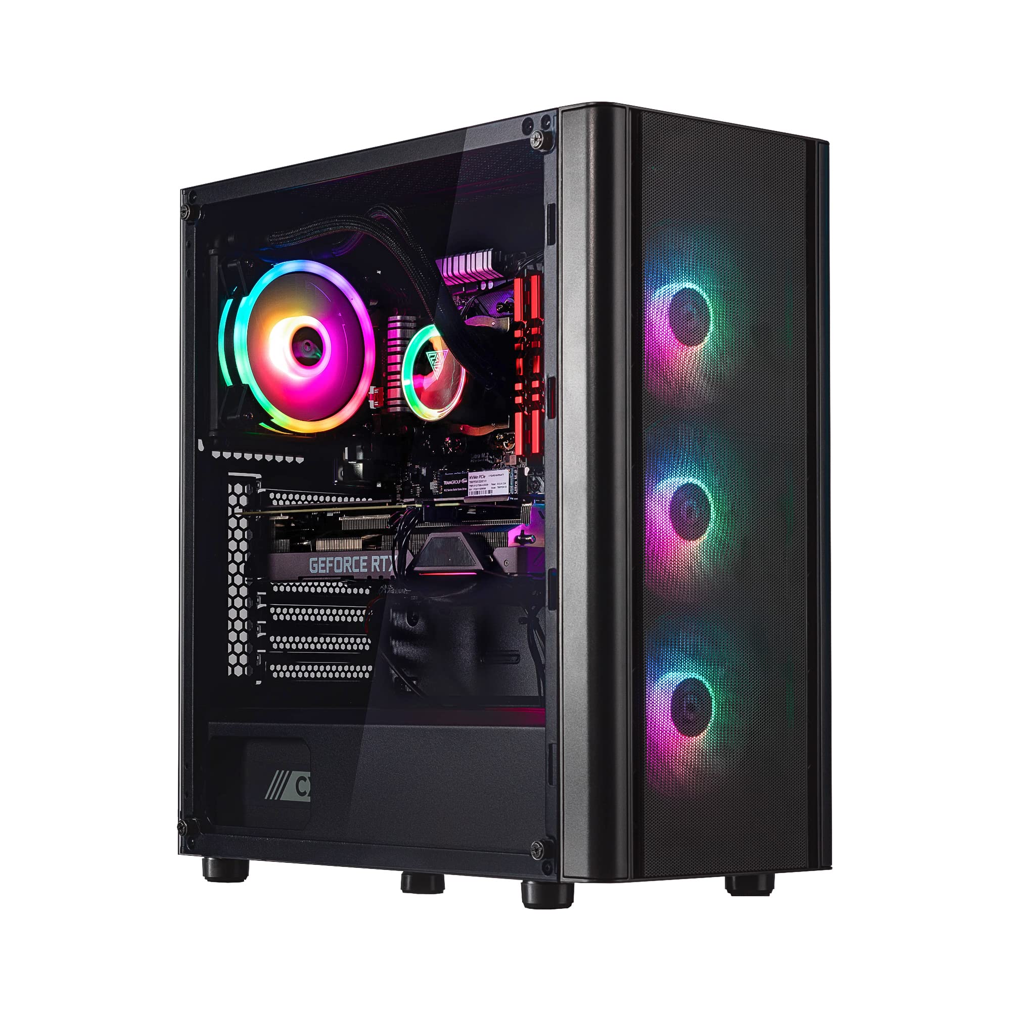 Velztorm Archux CTO Gaming Desktop PC Black (AMD Ryzen 7-5700X 8-Core, 16GB RAM, 1TB PCIe SSD + 3TB HDD (3.5), GeForce RTX 3090 24GB, 120mm AIO, RGB Fans, 750W PSU, Win 10 Pro) VELZ0001