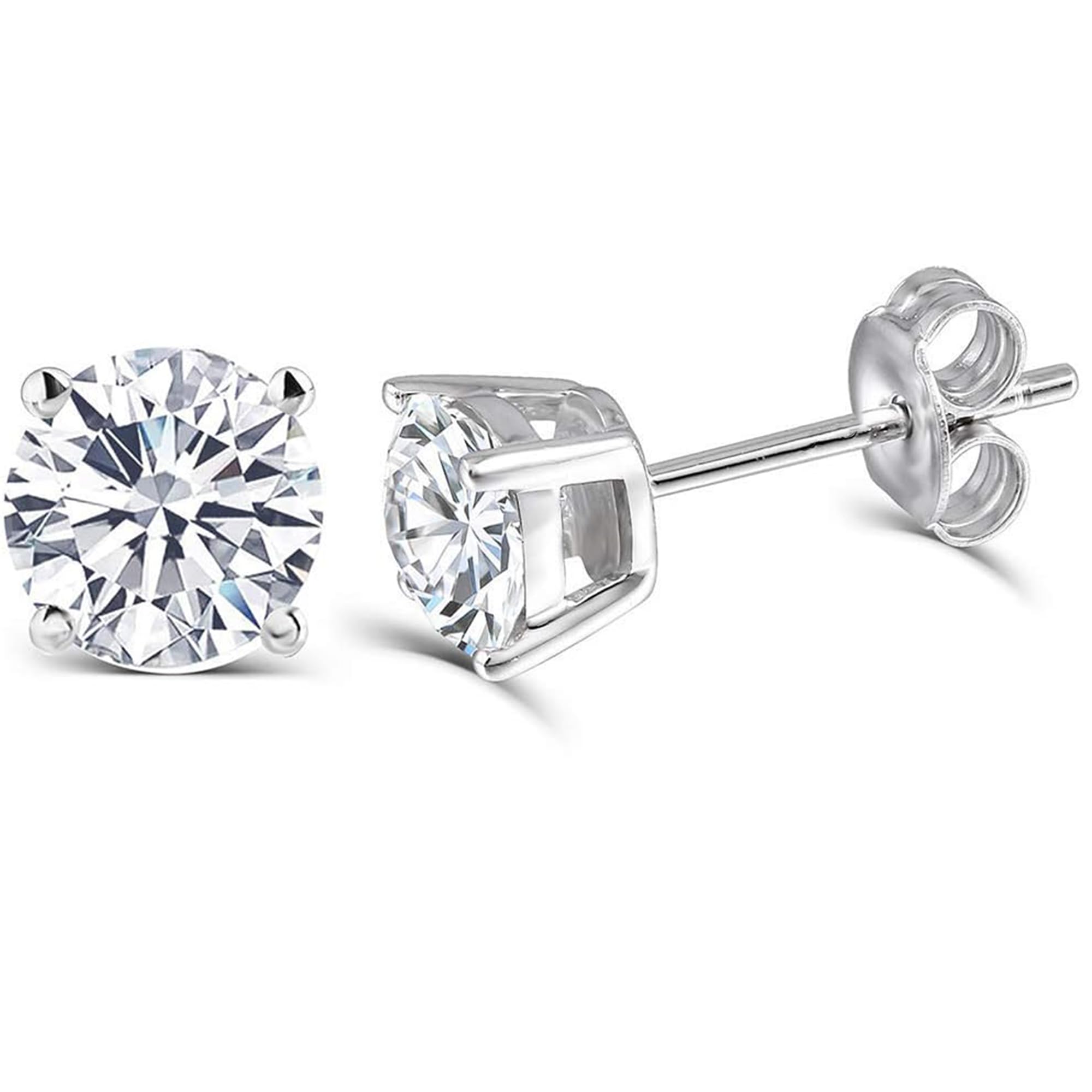 DovEggs 10K White Gold Post 1CTW 5mm Heart Arrows Cut Moissanite Stud Earrings Sterling Silver Push Back for Women (10K White Gold Post)