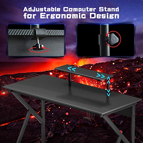 Tangkula Gaming Desk Computer Desk, Gaming Workstation with Cup and Headphone Holder, K-Shaped Gamer Table, PC Laptop TableĀ for Pro Gamer