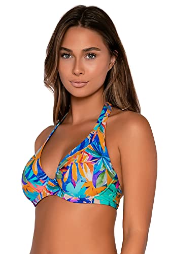 Sunsets Muse Halter Women's Swimsuit Bikini Top with Underwire & Removable Cups, Alegria, 32DD